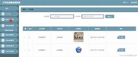计算机毕业设计 大学生选修选课系统的设计与实现 Javaweb项目 Java实战项目 前后端分离 文档报告 代码讲解 安装调试 Csdn博客
