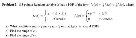 Solved Problem Points Random Variable X Has A PDF Of Chegg Com