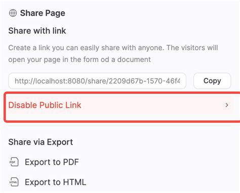 Click The Disable Public Link Button And There Is No Response · Issue