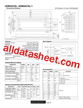 Hdm20216l 1 L30s Datasheetpdf Hantronixinc