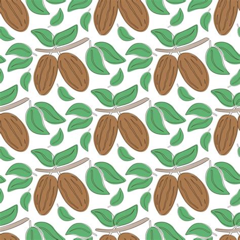 Premium Vector Cocoa And Leaves Seamless Pattern Organic Healthy Food Background Cocoa Beans