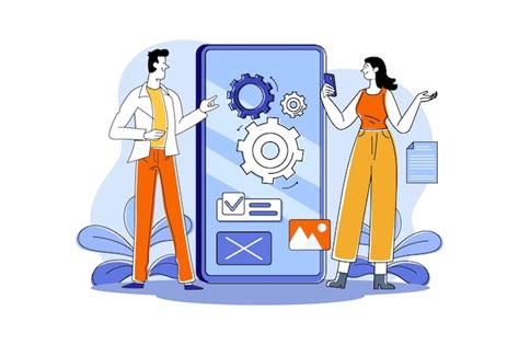 흰색 배경에 소프트웨어 테스트 그림 개념 프리미엄 벡터