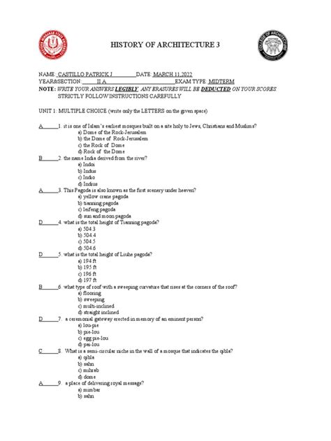 history of architecture midterm exam pdf mosque dome