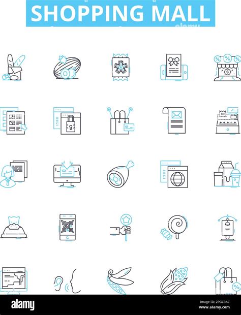 Shopping Mall Vector Line Icons Set Shopping Mall Store Outlet