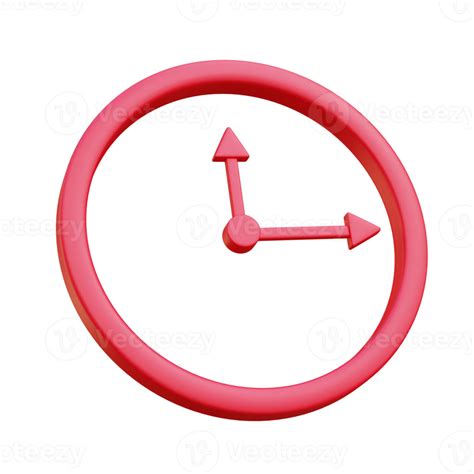 red clock 3d icon render illustration 16327513 png