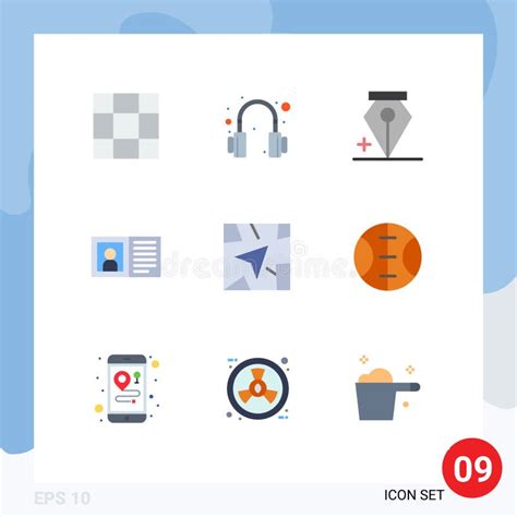 User Interface Pack Of 9 Basic Flat Colors Of Sport Route Communication Navigation