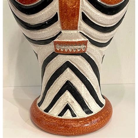 Late 20th Century Modern Italian Pottery Mask Motif Vase By Nd Dolfi