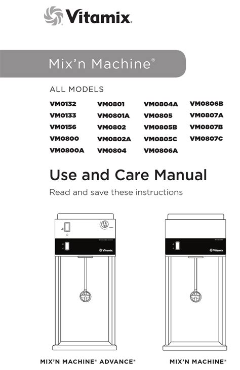 vitamix mix n machine advance use and care manual pdf download manualslib