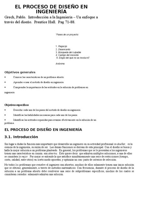 Hoja De Trabajo Del Proceso De Diseño De Ingeniería