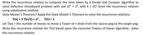 solved write the recurrence relation to compute the time