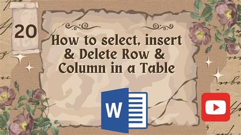 how to select insert and delete row and column in a table ms word ms