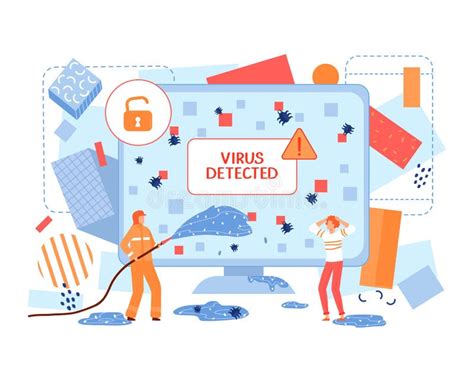 Virus Detected Business Security From Hacker Vector Illustration