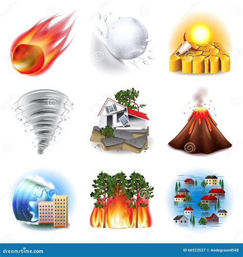 Natural Disasters Icons Vector Set Stock Vector Illustration Of