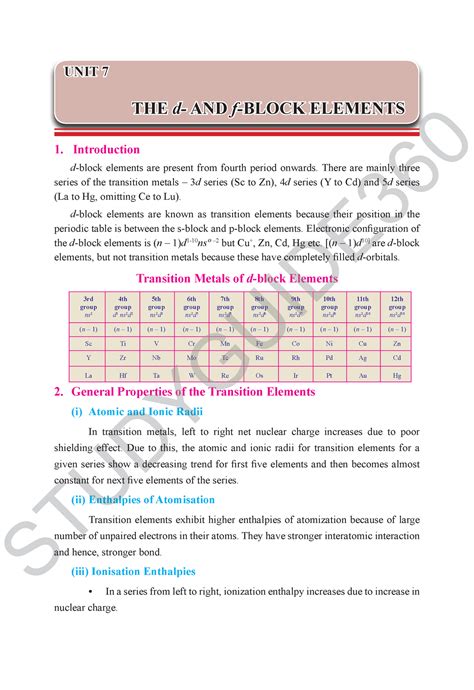 Class 12 Chemistry Notes Chapter 7 Studyguide 360 The D And F Block