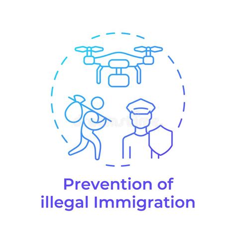 Prevention Of Illegal Immigration Blue Gradient Concept Icon Stock Illustration Illustration