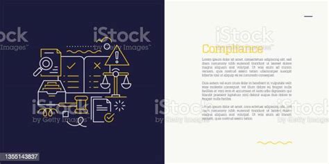 일러스트레이션 규정 준수 개념의 벡터 집합입니다 웹 페이지 배너 포스터 인쇄 등을 위한 라인 아트 스타일 배경 디자인 벡터