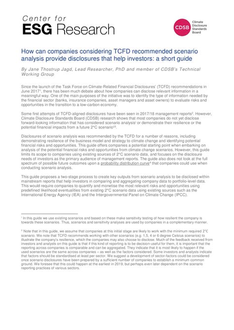 Pdf How Can Companies Considering Tcfd Recommended Scenario Analysis