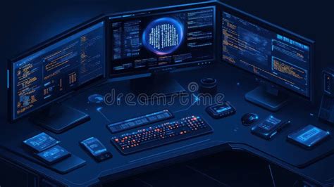 Ai Generated Coder S Workstation Stock Illustration Illustration Of