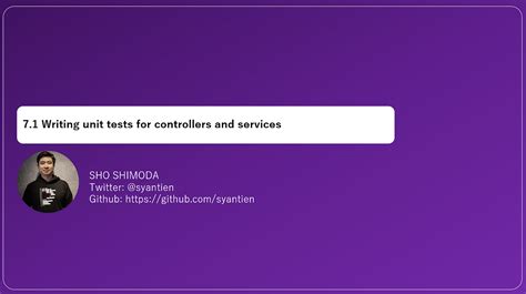 71 Writing Unit Tests For Controllers And Services By Sho Shimoda
