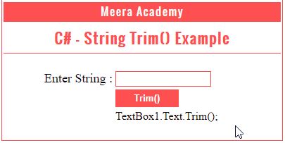 String Trim Method In C