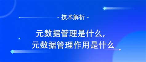 元数据管理是什么，元数据管理作用是什么