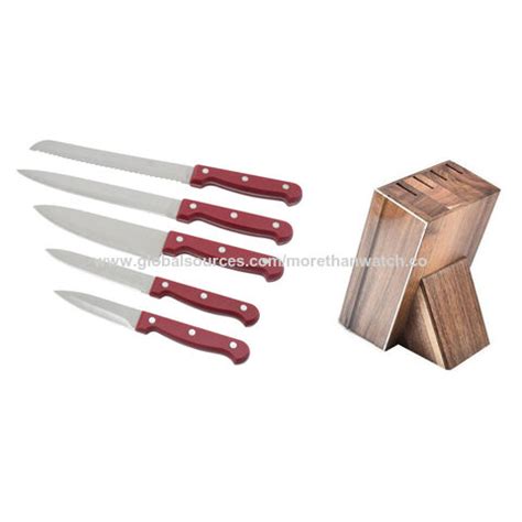 Buy Wholesale China Kitchen Knife Sets Pieces Stainless Steel Kitchen Knife With Wood Stand