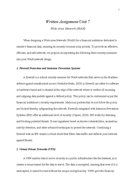 Written Assignment Unit 7 Cs 4404 1 Written Assignment Unit 7 Wide Area Network Wan When