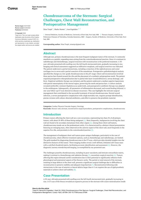 Pdf Chondrosarcoma Of The Sternum Surgical Challenges Chest Wall Reconstruction And