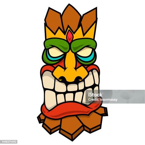 흑백 스타일의 티키 아이돌의 삽화 포스터 카드 배너 엠블럼 기호를위한 디자인 요소 벡터 일러스트 레이 션 0명에 대한 스톡 벡터 아트 및 기타 이미지 Istock