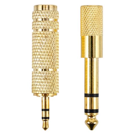 2pcs Gold Plated Headphone Connector 3 5mm To 6 5mm And 6 5mm To 3 5mm Headphone Connector