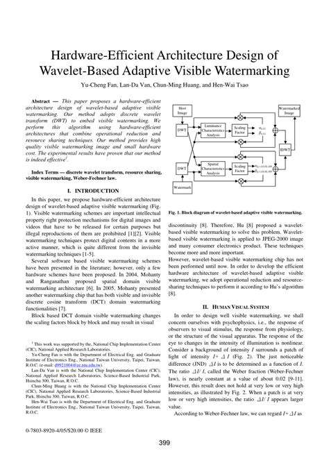 Pdf Hardware Efficient Architecture Design Of Adaptive Visible Watermarking