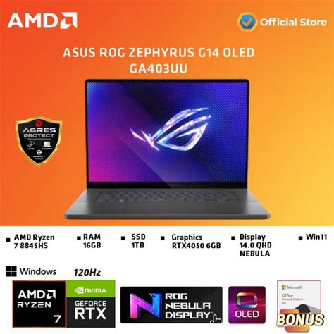 Promo Asus Rog Zephyrus G Oled Ga Uu Ryzen Hs Gb Tb Rtx Gb Qhd Nebula
