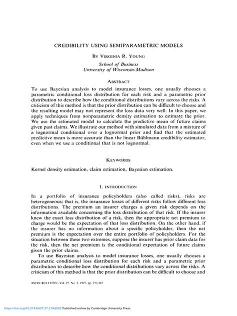 Credibility Using Semiparametric Models Pdf Mean Squared Error Estimator