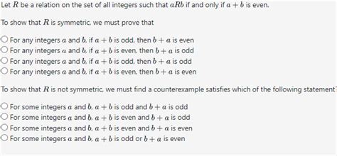 Solved Let R Be A Relation On The Set Of All Integers Such Chegg Com