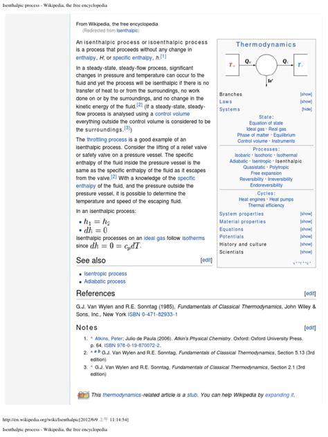 Isenthalpic Process Wikipedia The Free Encyclopedia Download Free Pdf Enthalpy
