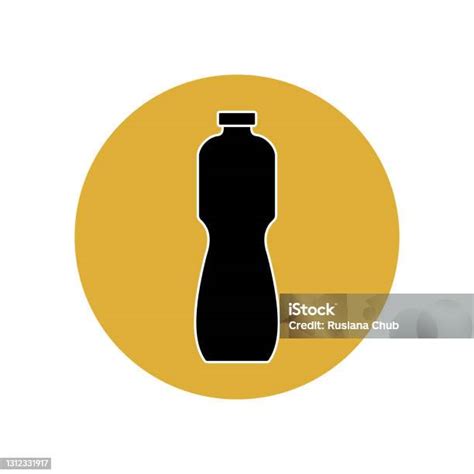 노란색 원에 있는 병 아이콘입니다 뚜껑이 있는 플라스틱 병 또는 유리 항아리 물 우유 또는 레모네이드 앱 인터페이스의 사용자