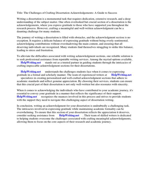 How To Write An Acknowledgement Dissertation Examples Pdf Thesis Gratitude