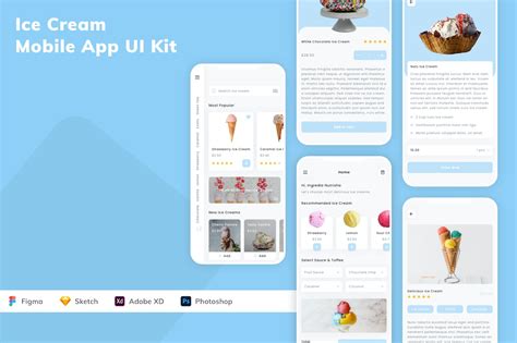 冰淇淋移动应用 App Ui Kit Sketchfigxdpsd 云瑞设计