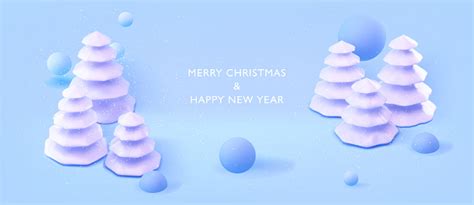 새해 복 야 메리 크리스마스 배너입니다 텍스트에 대한 장소와 포스터 배경 현대 최소한의 새해 복 야 개념입니다 벡터 3d 그림 의 추상기하학적 인 흰색 크리스마스 트리