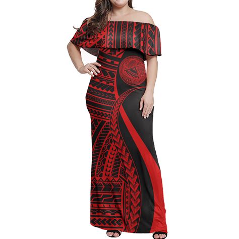 American Samoa Combo Dress And Shirt Polynesian Tentacle Tribal