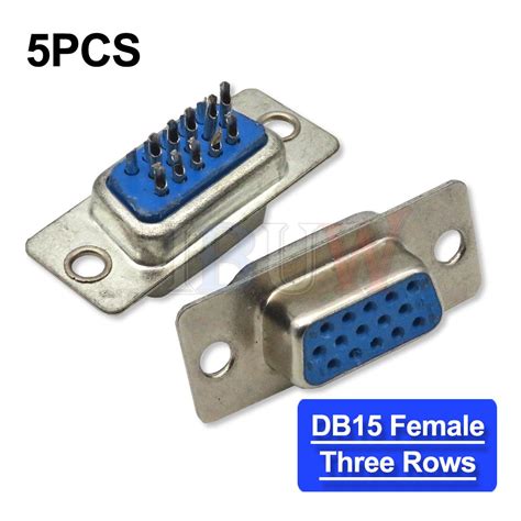 5pcs Db9 Adapter Connector Core Rs232 Serial Com Plug Connectors Hole Pin Db15 Female Male Port