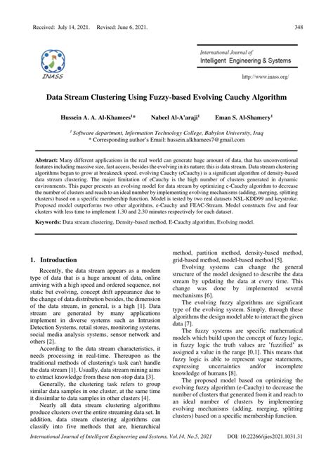 PDF Data Stream Clustering Using Fuzzy Based Evolving Cauchy Algorithm