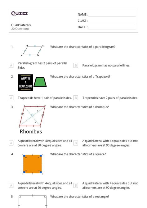 50 Quadrilaterals Worksheets For 8th Class On Quizizz Free And Printable