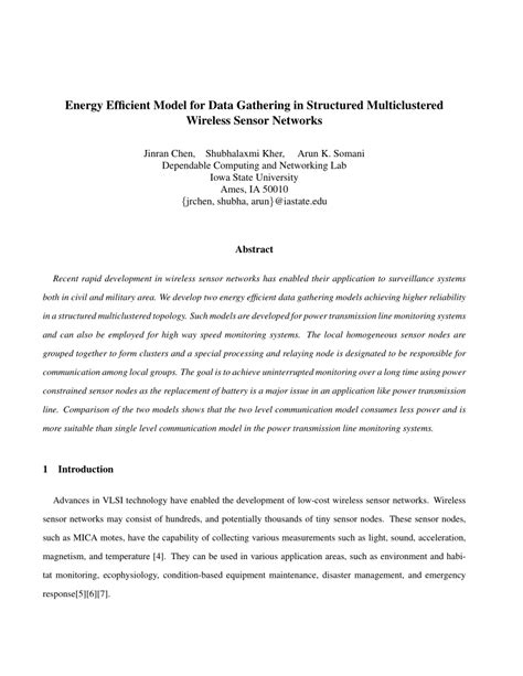 Pdf Energy Efficient Model For Data Gathering In Structured