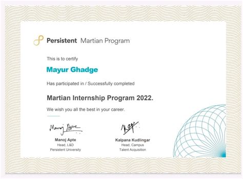 Mayur Ghadge On Linkedin Martian Internship Connections Persistentsystems