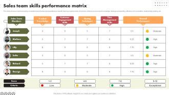 Sales Team Skills Performance Matrix PPT Slide