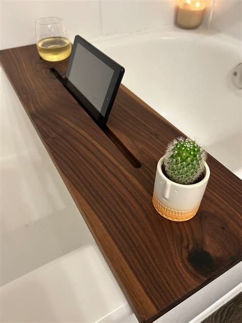 Bath Caddy Wood Bath Tray Walnut Bath Caddy Custom Bath Tray Custom
