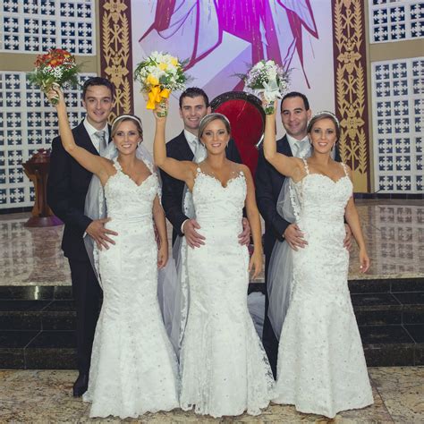 Identical Triplets Get Married At The Same Time — Wearing The Same