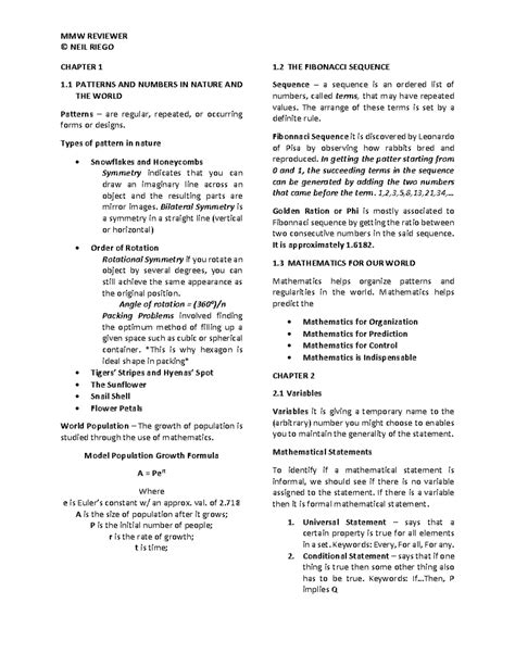 Module 1 Mathematics In The Modern World Module 1 Mathematics Around Us Patterns And