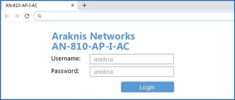Araknis Networks An 810 Ap I Ac Default Login Ip Default Username